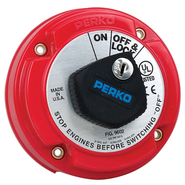 Perko Medium Duty Main Battery Switch W/ Key Lock 9602DP | Zoro