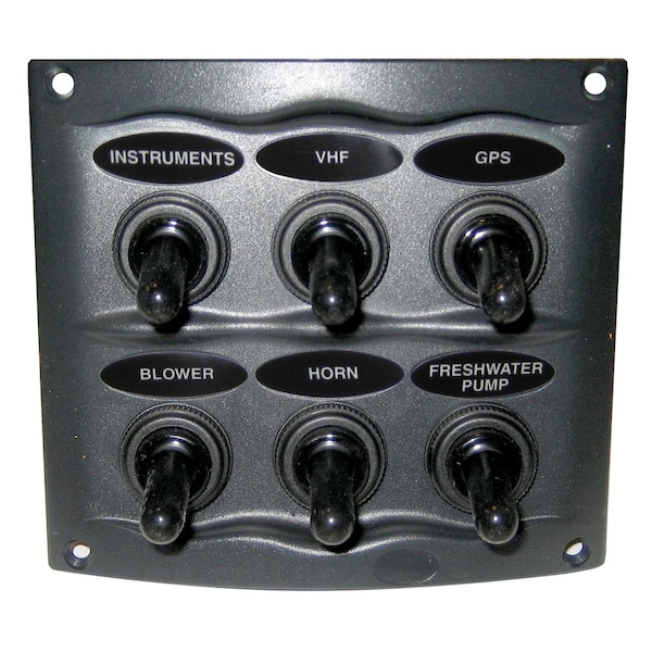 Bep Marine BEP Waterproof Panel, 6 Switches, Grey 900-6WP | Zoro