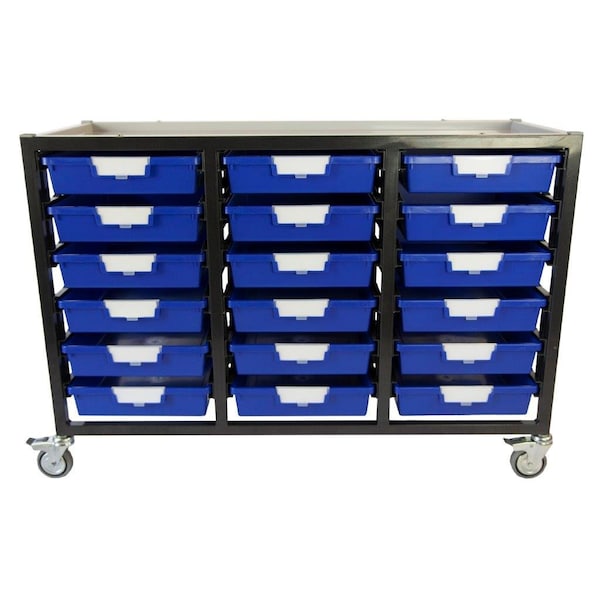 Storsystem Commercial Grade Mobile Bin Storage Cart with 18 Blue High ...