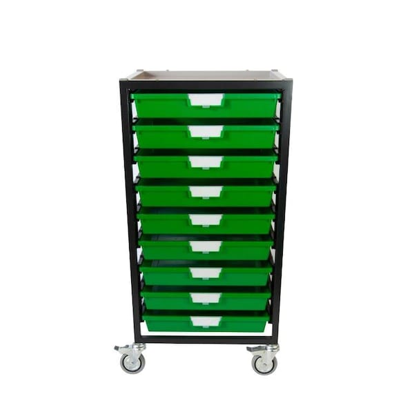 Storsystem Commercial Grade Mobile Bin Storage Cart with 9 Green High ...
