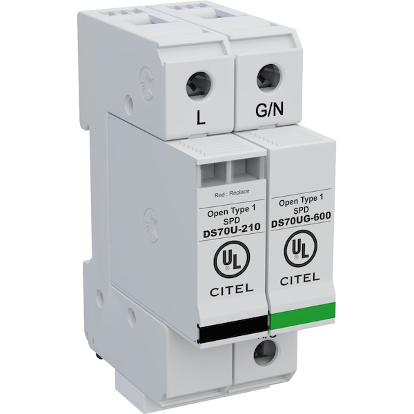 Citel Surge Protection Device, 1 Phase, 120V, 2 Poles, 2 Wires DS72US ...