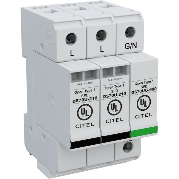 Citel Surge Protection Device, 1 Phase, 120/240V, 3 Wires DS73US-120T/G ...