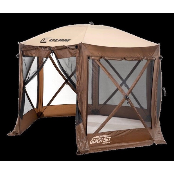 Quick Set Pavilion Screen Shelter - 6 side DLX - Zip Down Sides, Brown ...