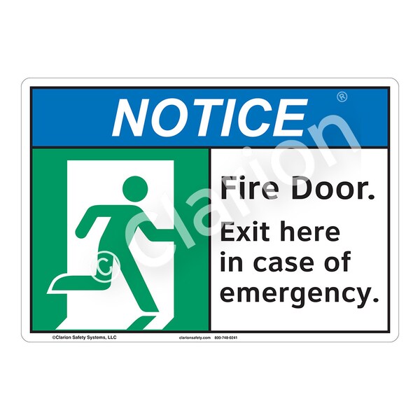 Clarion Safety Systems ANSI/ISO Compliant Notice Fire Door Safety Signs ...