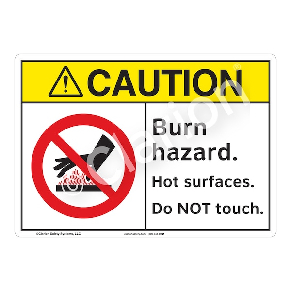 Clarion Safety Systems ANSI/ISO Compliant Caution Burn Hazard Safety ...