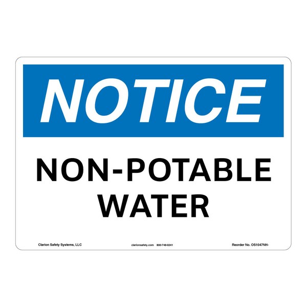 Clarion Safety Systems OSHA Compliant Notice/Non-Potable Water Safety ...