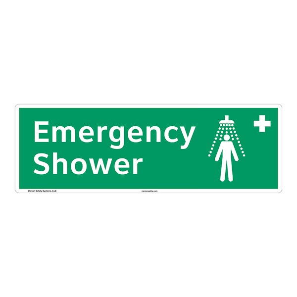 Clarion Safety Systems ANSI/ISO Compliant Emergency Shower Safety Signs ...