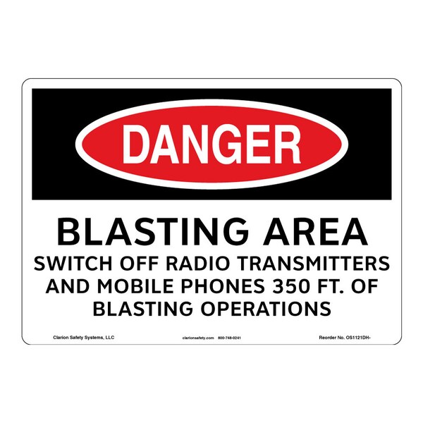 Clarion Safety Systems OSHA Compliant Danger/Blasting Area Safety Signs ...