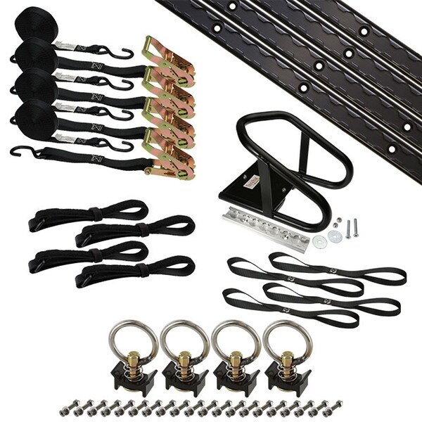 Us Cargo Control 8' Single Tie Down System w/ Wheel Chock - Black ...