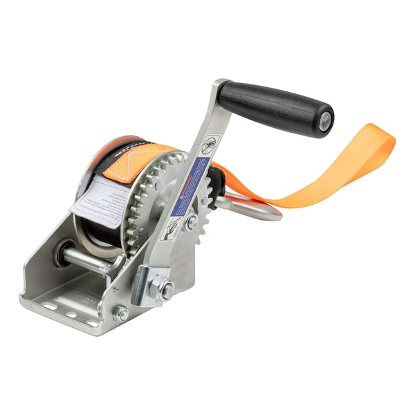 Curt Hand Crank Winch with 15 Strap Bow Loop 900 lbs 65 Handle 25002 | Zoro