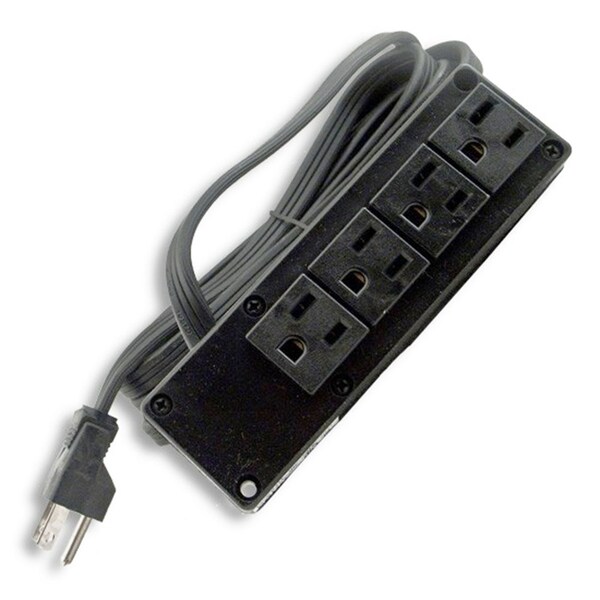 Furnlite Black 10 Ft. 16/3 Power Supply Cord Surface Mount 4-Outlet 76 ...