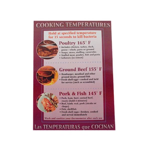 Commercial Cooking Temperature Food Safety Poster 38571 | Zoro