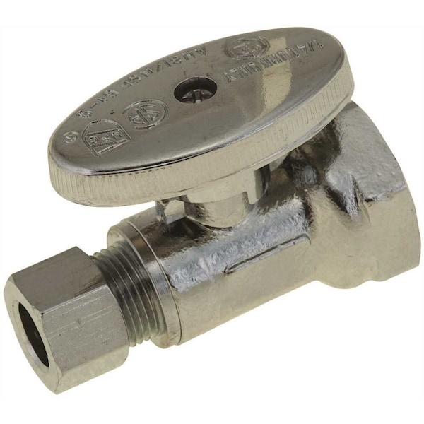 Durapro 1/2 in. IPS x 3/8 in. Quarter Turn Compression Straight Stop ...