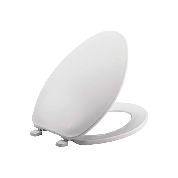 Bemis Toilet Seat, Elongated, Plastic, White, Top-Tite Hinge 170-000 | Zoro