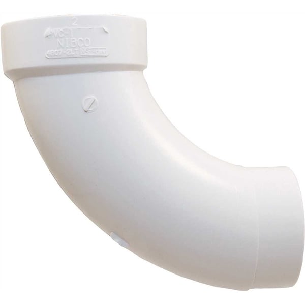 Nibco 1-1/2 in. PVC DWV Spigot x Hub Long Turn 90 Degree Elbow Fitting ...