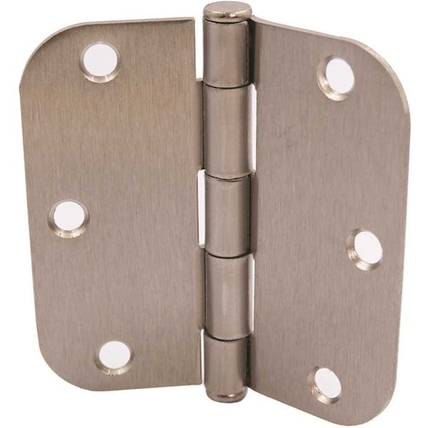 Everbilt 3-1/2 in. x 5/8 in. Radius Satin Nickel Squeak-Free Door Hinge ...