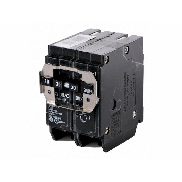 EATON 30A, 4 pole Circuit Breaker, BR, 120/240V AC, - BQ230230