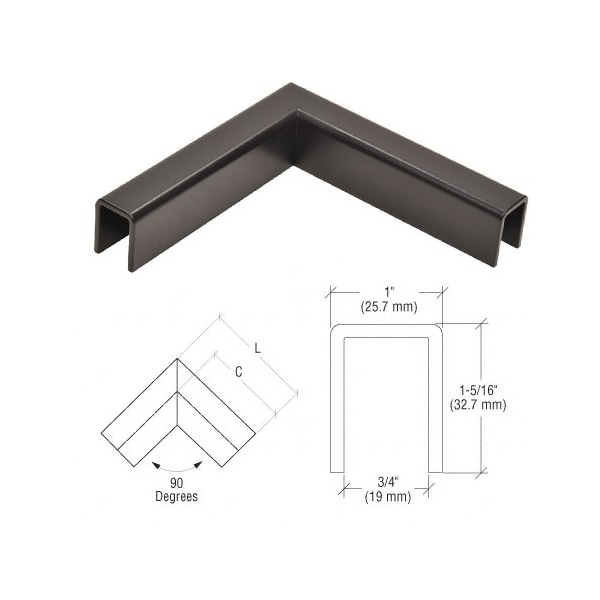 Cr Laurence Matte Black 90 Degree Horizontal Corner for 11 Gauge Low ...