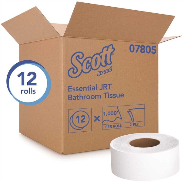 Scott 2-Ply White 1000 Jumbo Roll Commercial Toilet Paper , 1000 ft ...