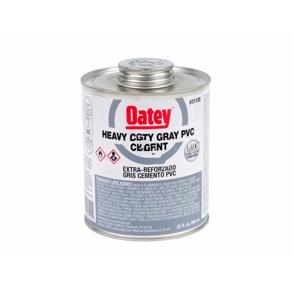 Oatey Solvent Cement, 32 oz Can, Liquid, Gray 31105 | Zoro