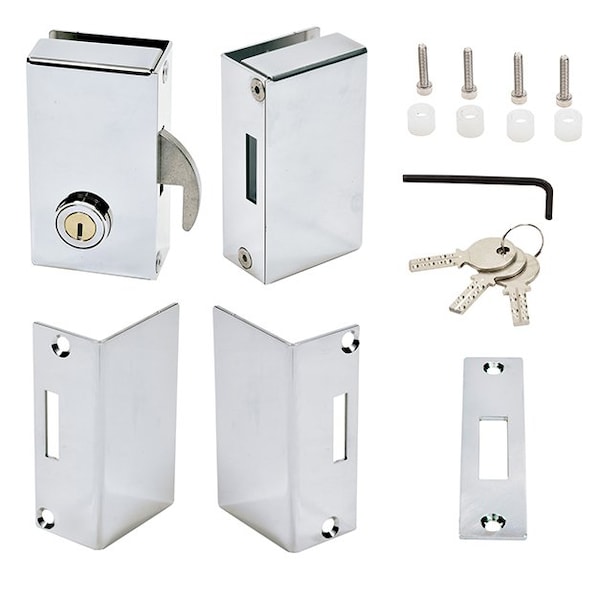 Cr Laurence Left Hand Sliding Glass Lock Polished Stainless SGDLPSL | Zoro