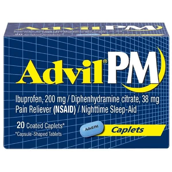 Advil Advil PM Pain Reliever & Nighttime Sleep-Aid 200mg 20 Caplets ...