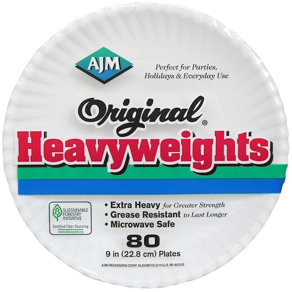 Ajm Packaging AJM Original Heavyweight Paper Plate, PK960 OH9AJFWH | Zoro