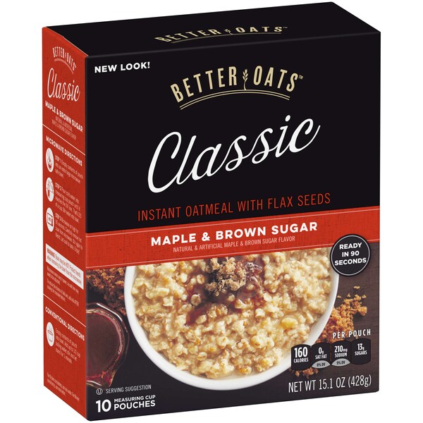 Malt O Meal Better Oats Classic Maple & Brown Sugar Instant Oatmeal ...