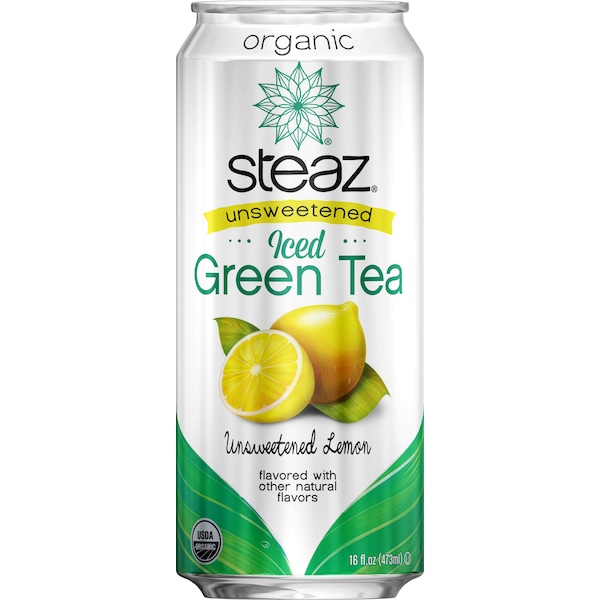 Steaz Steaz Organic Iced Tea Unsweetened Lemon 16 oz., PK12 093001 | Zoro