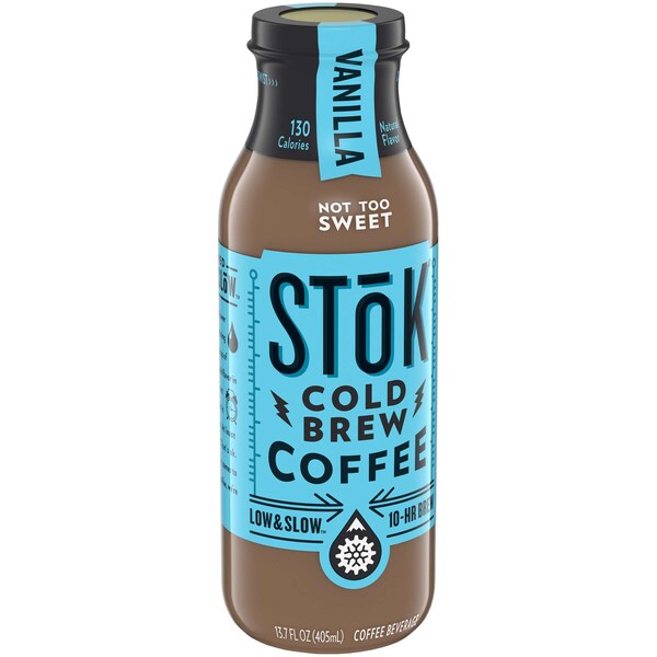 Stok Stok Not Too Sweet Cold Brew Vanilla Iced Coffee 13.7 oz. Bottle ...