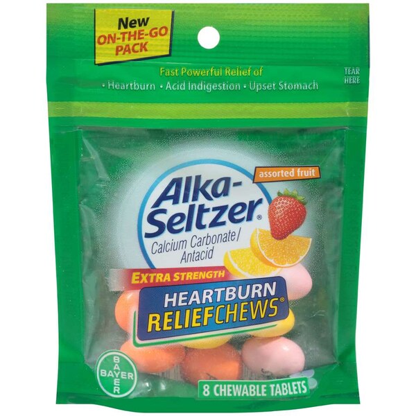 Alka-Seltzer Heartburn Relief Chews Pouch Assorted Fruit 8 Count, PK24 ...