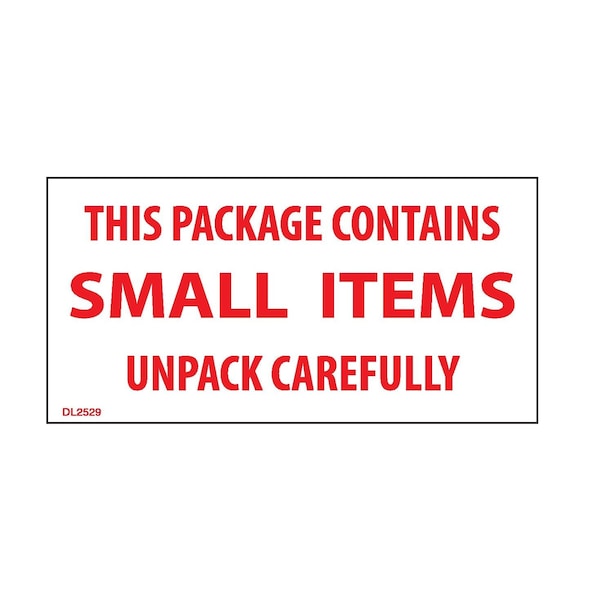 Decker Tape Products Label, DL2529, PACKAGE CONTAINS SMALL ITEMS UNPACK ...