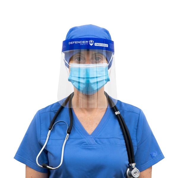 Defender Safety Face Shield, Disposable, AllRound Protection Headband ...