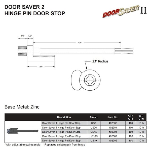 Delaney Hardware DOOR SAVER II BUMPERLESS STOP BLACK No 01278 402306 | Zoro