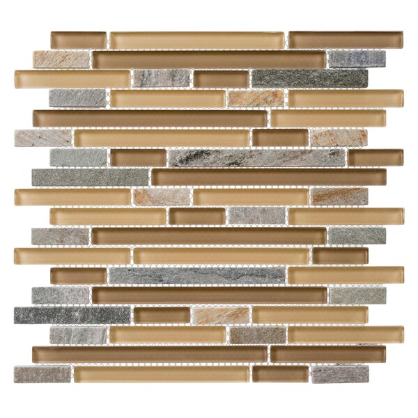 Andova Tiles SAMPLE- 2 in. Straight Edge Glass and Slate Brick Joint ...