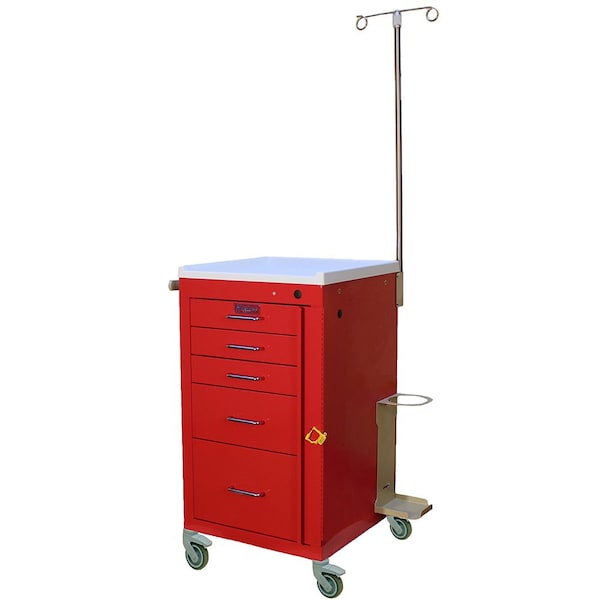 Harloff 5 Drawer Steel Mini Crash Cart w/ Breakaway Lock & Emerg ...