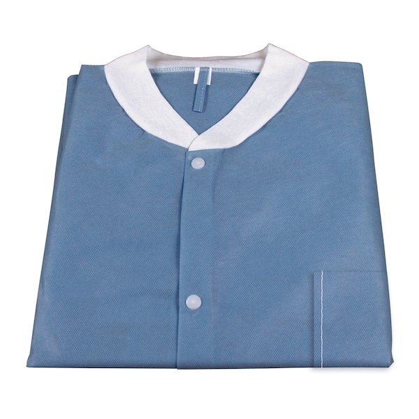 Dynarex Lab Coat w/ Pockets BLUE Large, PK30 2074 | Zoro