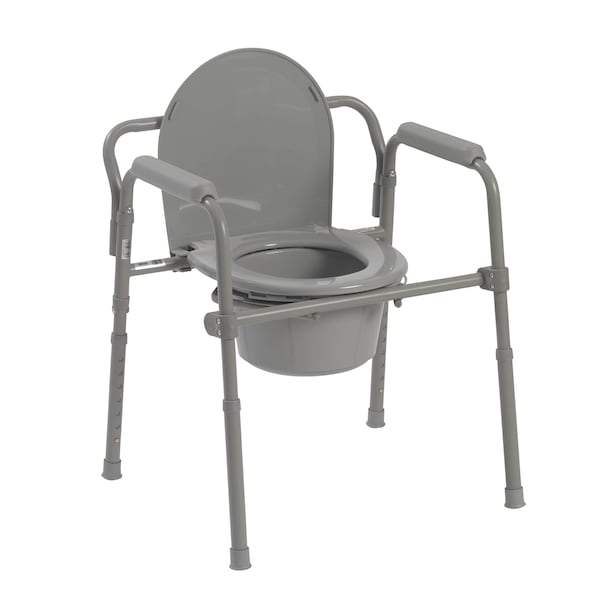 Drive Medical Steel Folding Deep Seat Bedside Commode, Gray 11148-1 | Zoro