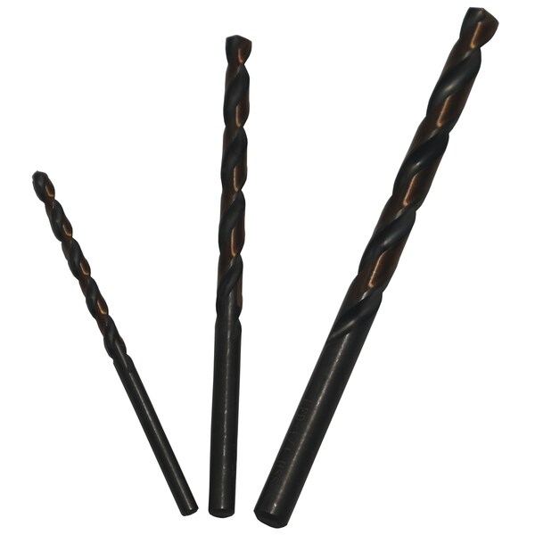 Drill America 1/8"-1/4" 3Pc. HSS Black & Gold KFD Jobber Length Drill ...