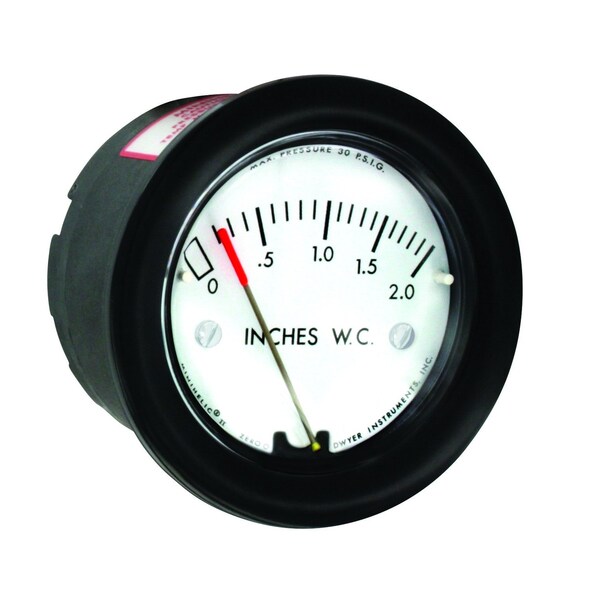 Dwyer Instruments Differential pressure gage, range 0-5 kPa, with ...
