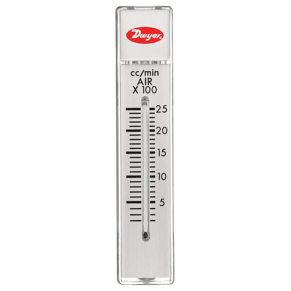 Dwyer Instruments Flowmeter, range 10-100 cc/min air, no valve. +/-8% ...