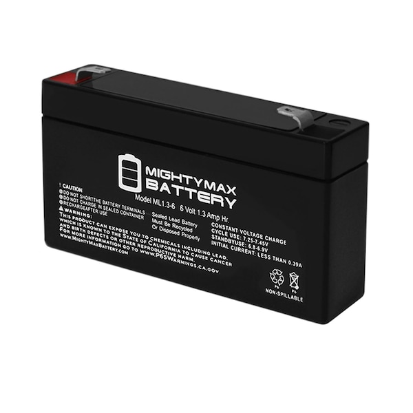 Mighty Max Battery 6 -Volt 1.3Ah Rechargeable F1 Terminal Sealed Lead ...