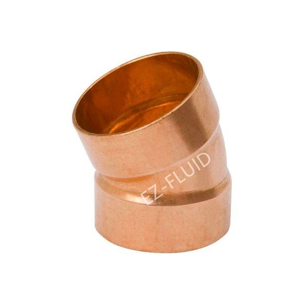 Ez-Fluid 3 CC 22 1/2 ELBOW DWV COPPER WROT EZDE43 | Zoro