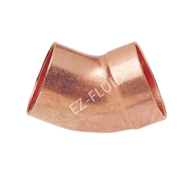 Ez-Fluid 1 1/2 FTG x C 45 ELBOW DWV COPPER WROT EZDE27 | Zoro