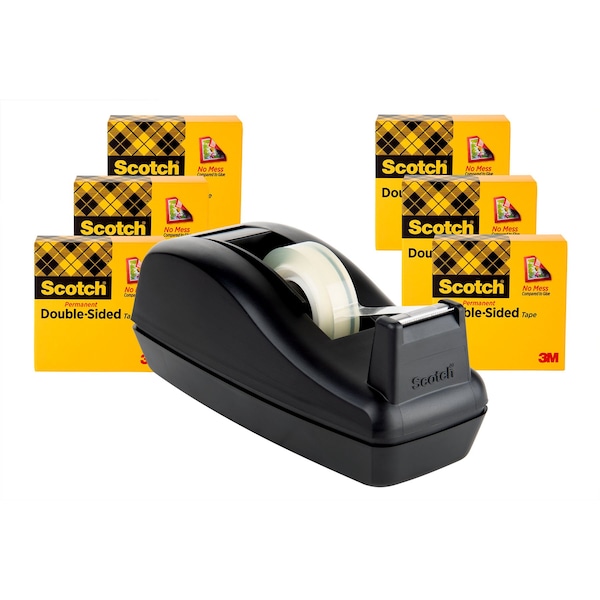 Scotch Double Sided Tape Refill Rolls, 6 Count with Desktop Dispenser ...