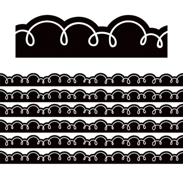 Teacher Created Resources Black with White Squiggles Die-Cut Border ...