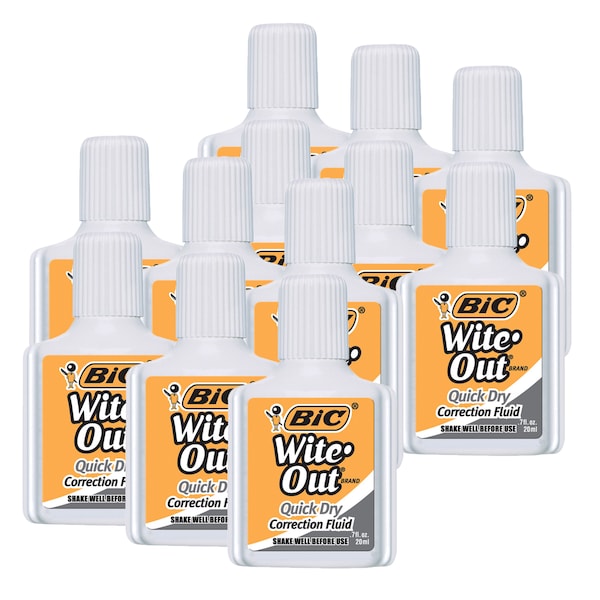 Bic Wite-Out Quick Dry Correction Fluid, PK12 WOFQD12WHI | Zoro