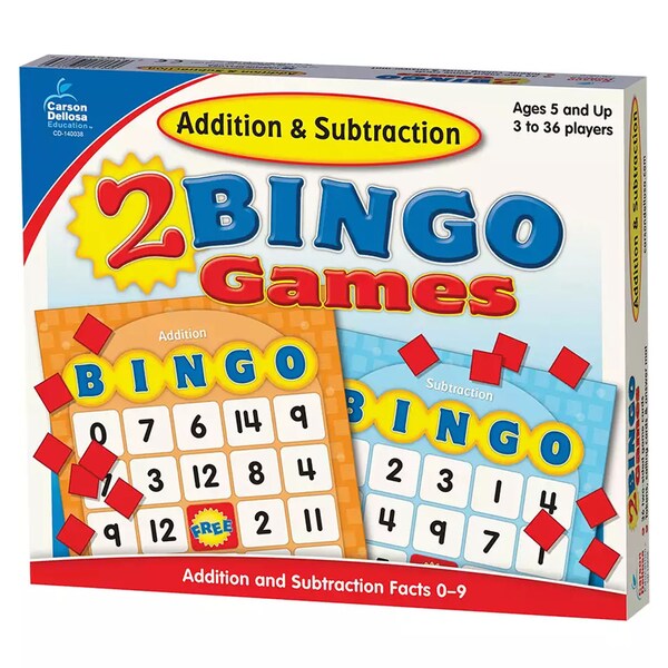 Carson Dellosa Addition And Subtraction Bingo Board Game, Grade K-2 ...