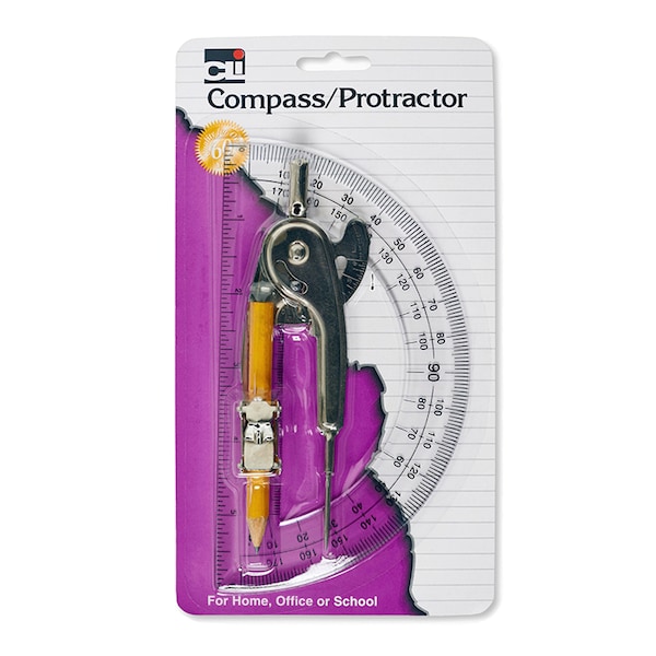 Charles Leonard Ball Bearing Compass and 6 Inch Protractor Combo Set ...