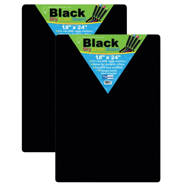 Flipside Black Dry Erase Board, 18" x 24", PK2 40085 | Zoro